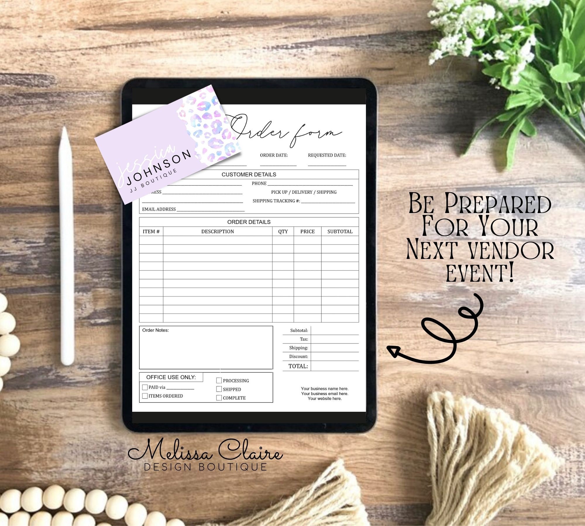Editable Generic Order Form Template, Custom Order Form, Order Ready ...