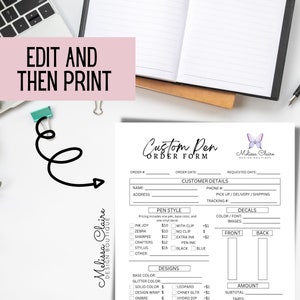 Editable Pen Order Form Template, Canva Forms, Custom Pen Order Form ...