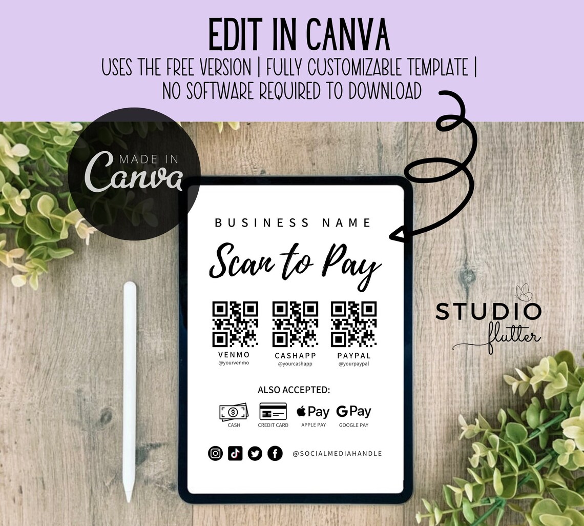 Sign Pay Here Editable Sign Template Minimalist Business Payment Sign ...