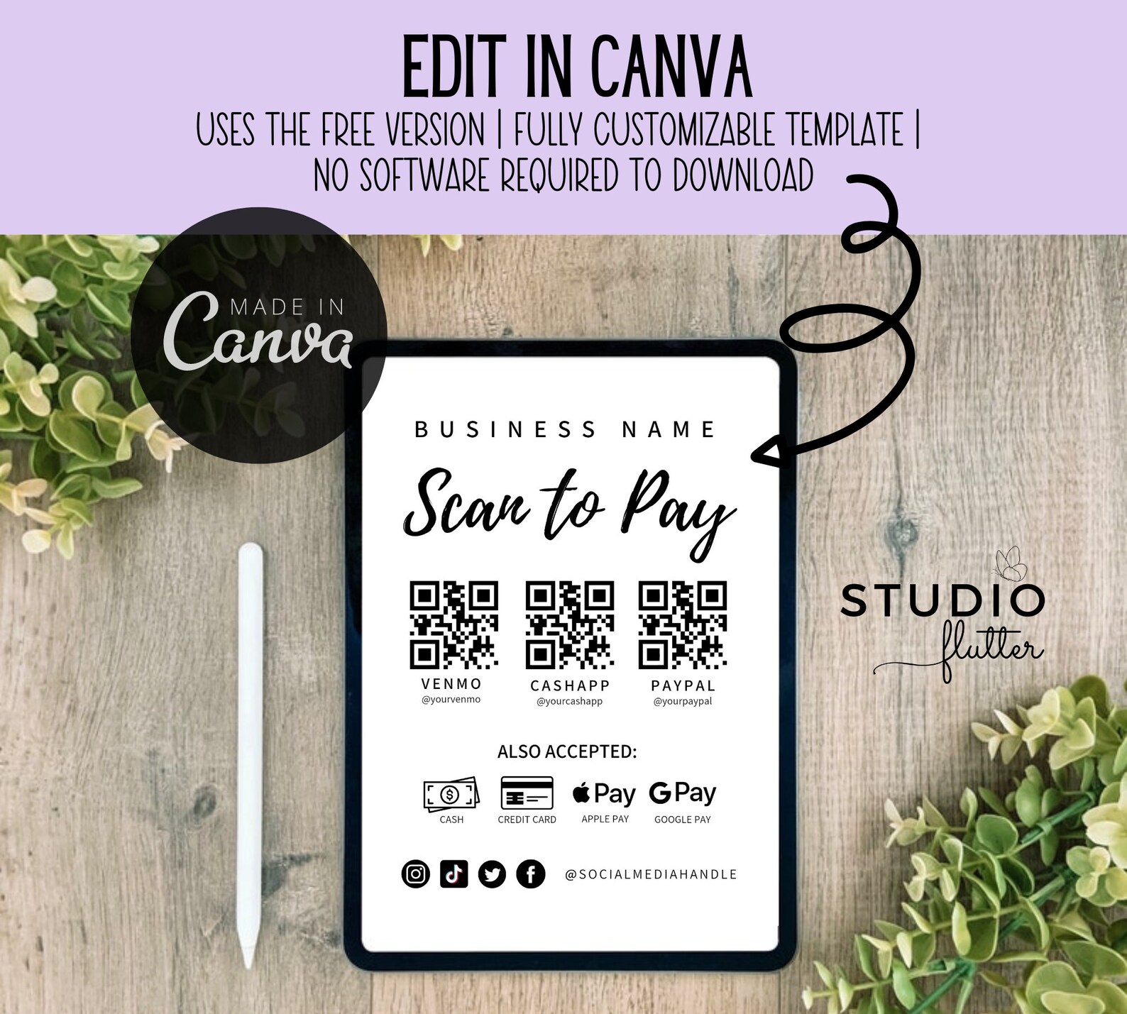 Sign Pay Here Editable Sign Template Minimalist Business Payment Sign ...