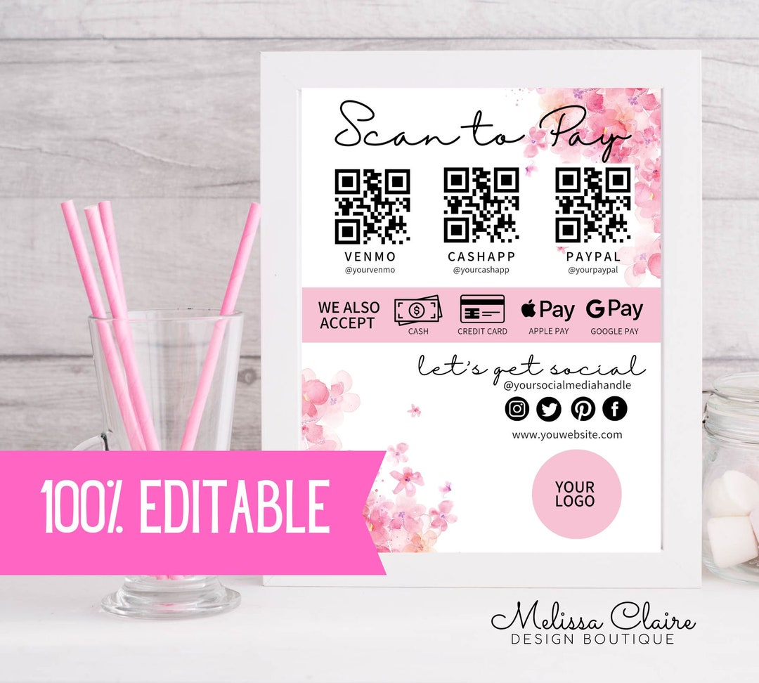 Sign Pay Here Editable Sign Template Business Payment Sign Template ...