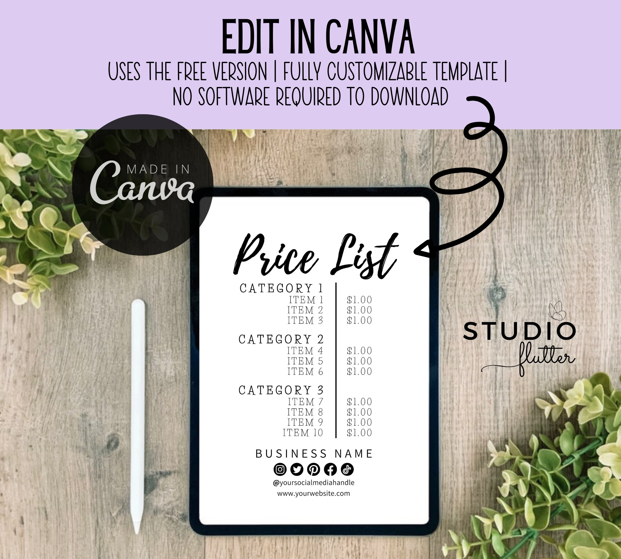 Sign Editable Price List Printable Payment Sign Editable Pricing Sheet ...