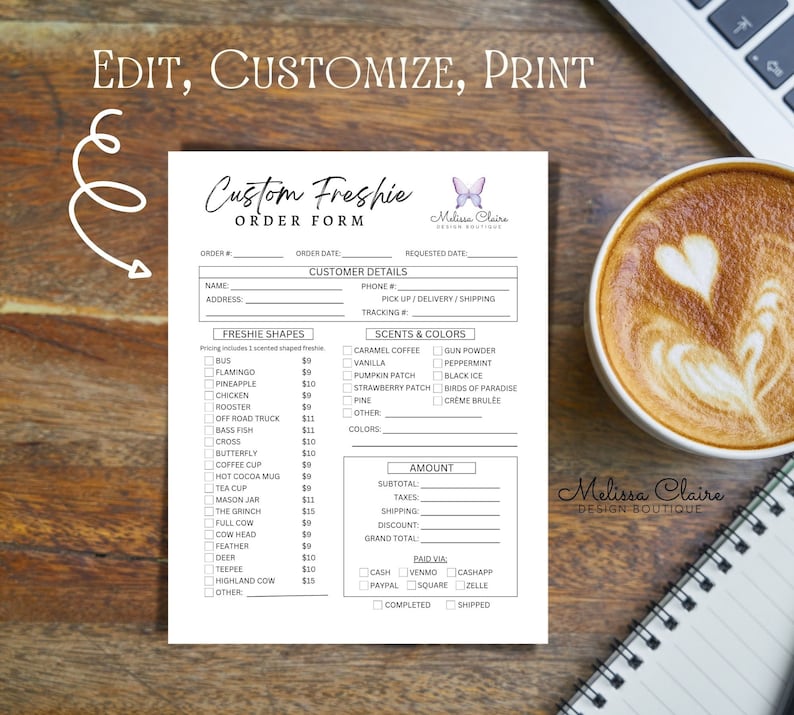 Editable Freshie Order Form Template Canva Forms Custom - Etsy