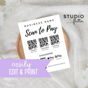 Sign Pay Here Editable Sign Template Minimalist Business Payment Sign ...