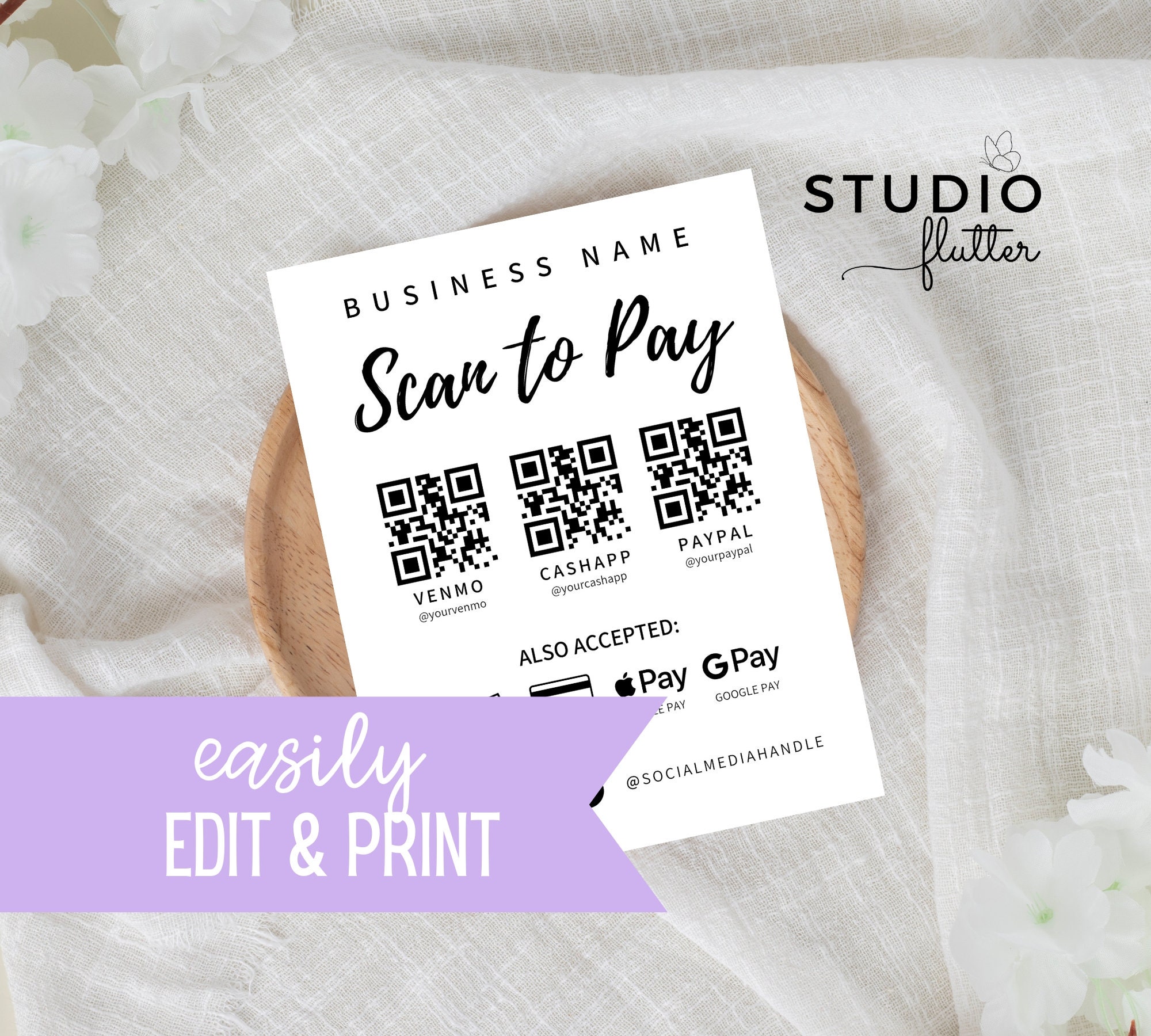 Sign Pay Here Editable Sign Template Minimalist Business Payment Sign ...