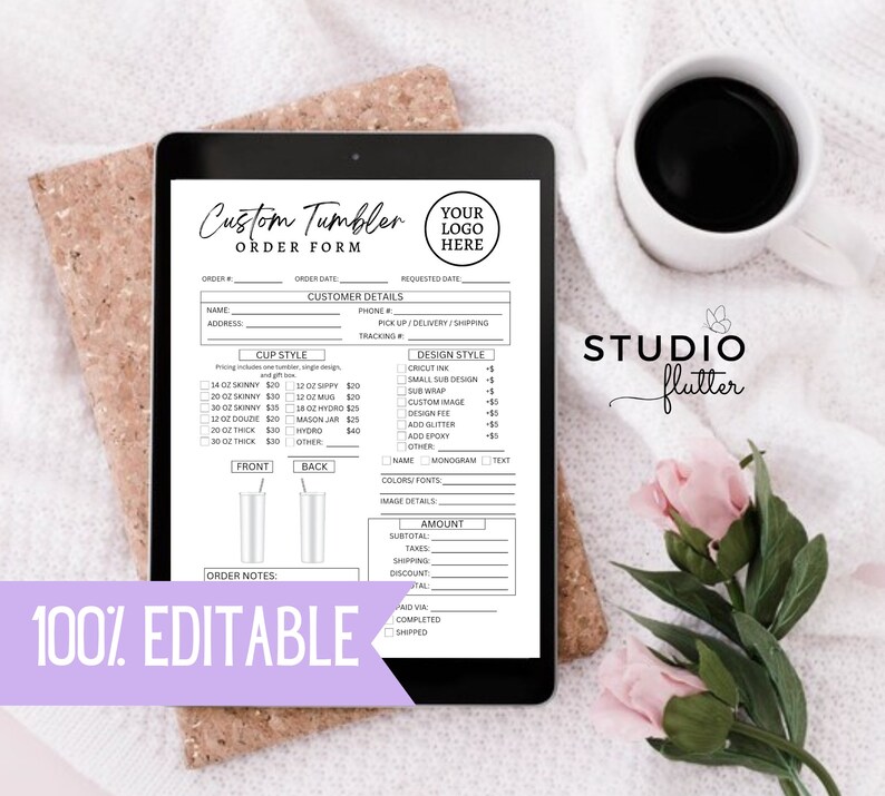 Editable Sublimation Tumbler Order Form Template, Canva Forms, Custom ...