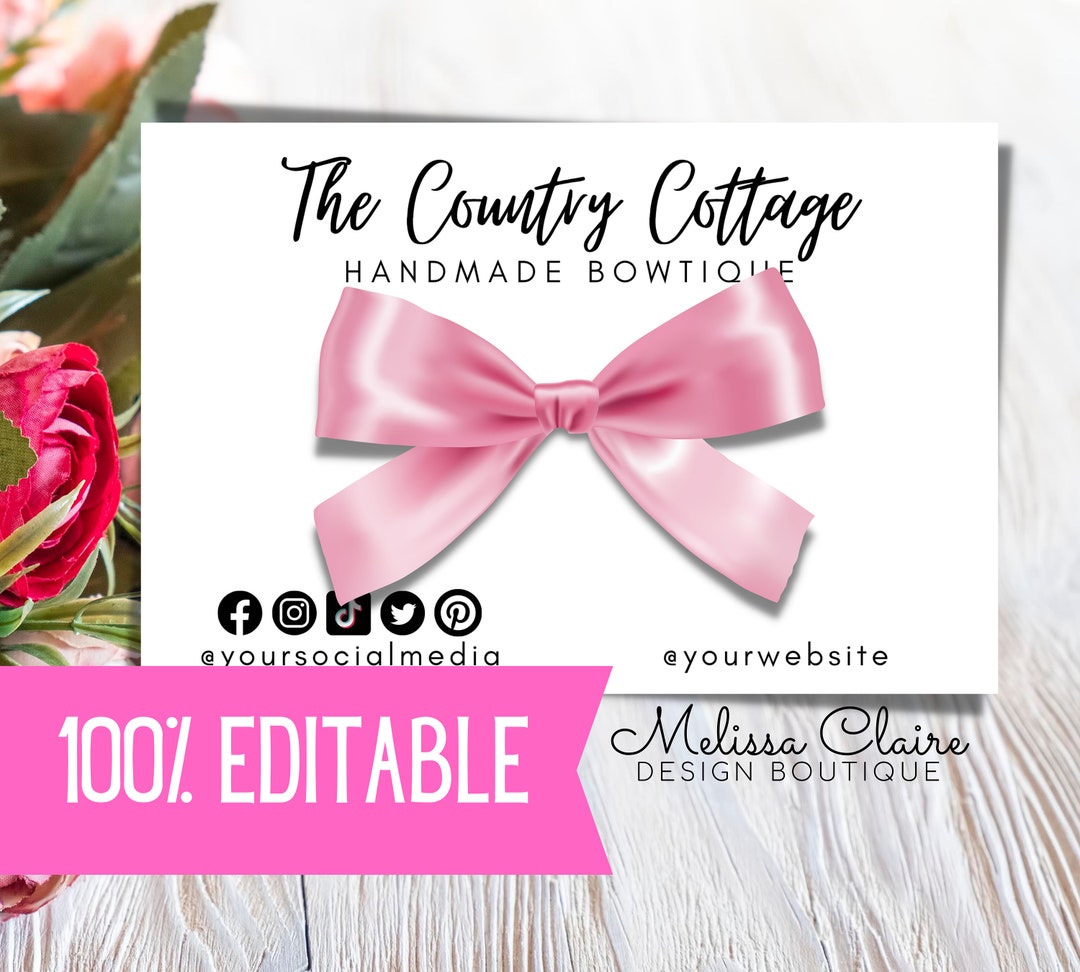 Bow Card Editable Bow Card Template Headband Display Card Template ...