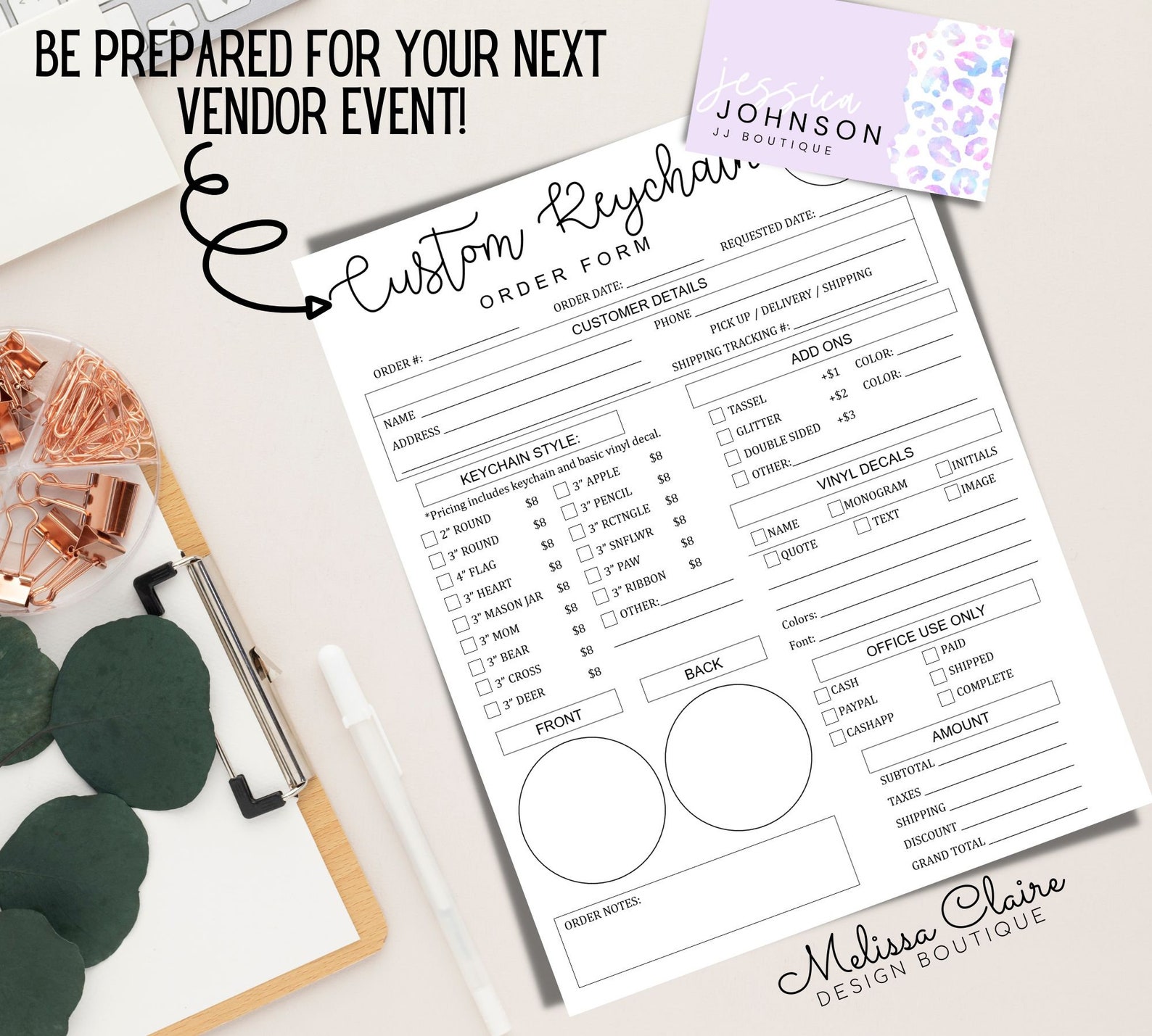 Editable Keychain Order Form Template, Custom Keychain Form, Order ...