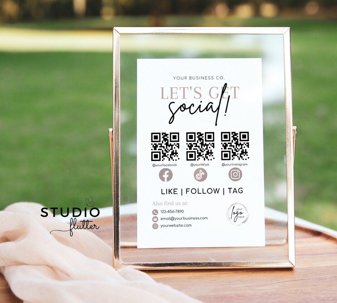 Sign Social Media Template QR Code Canva Printable Connect With Us ...