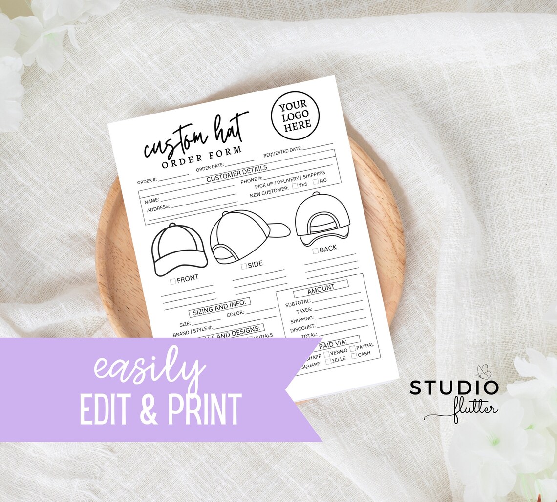 Editable Hat Order Form Template, Canva Forms, Custom Hat Order Form ...