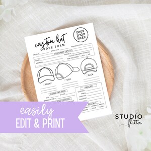 Editable Hat Order Form Template, Canva Forms, Custom Hat Order Form ...