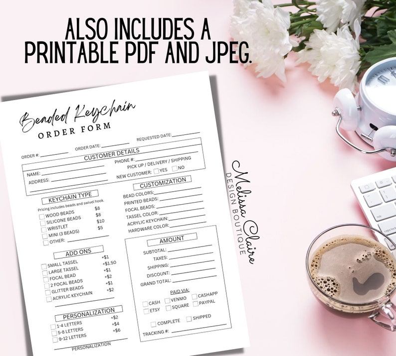 Editable Keychain Order Form Template, Canva Forms, Custom Beaded ...