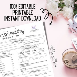 Form Editable Embroidery Invoice Order Template Custom Embroidery Form ...