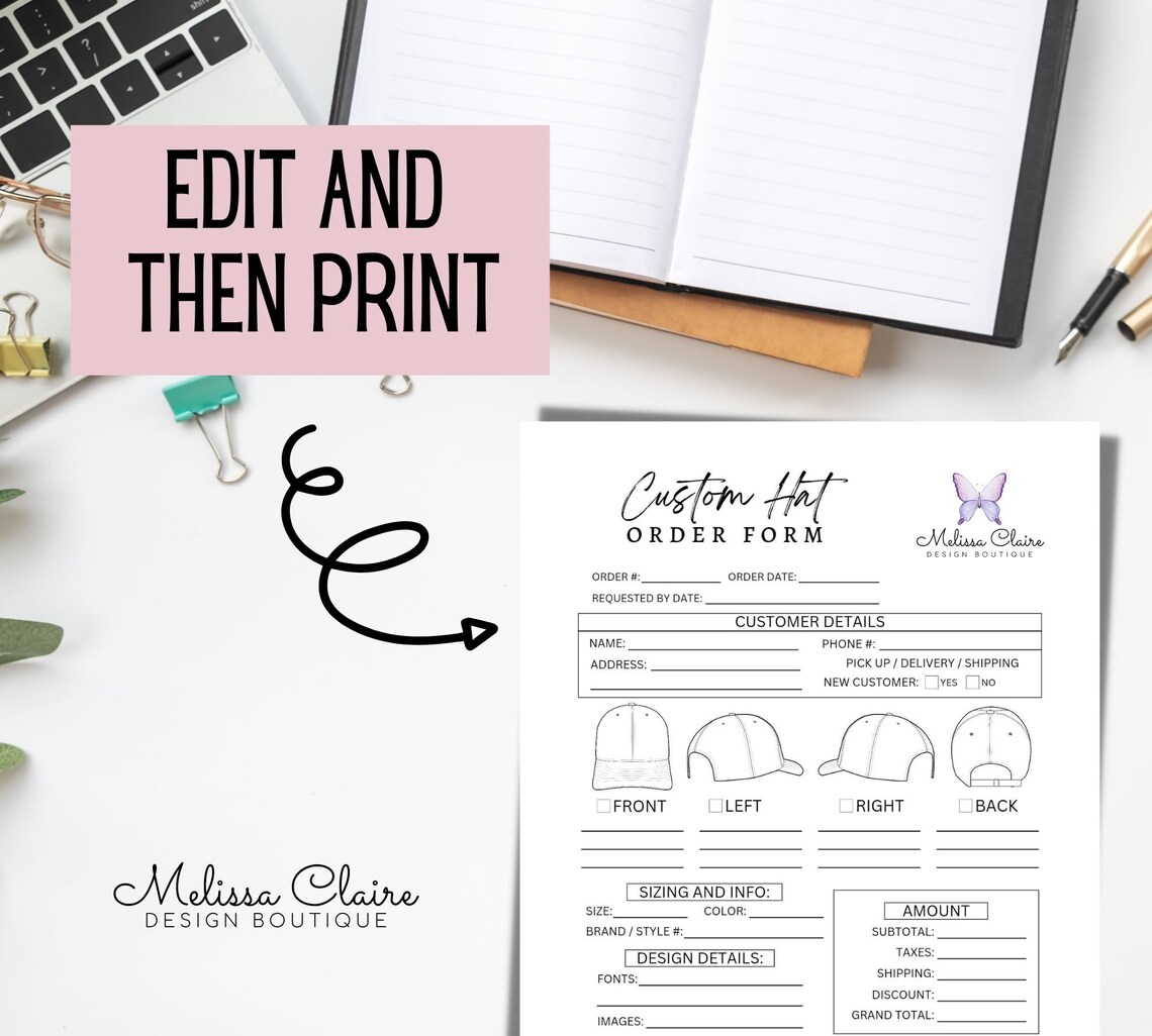 Editable Hat Order Form Template Canva Forms Custom Hat - Etsy