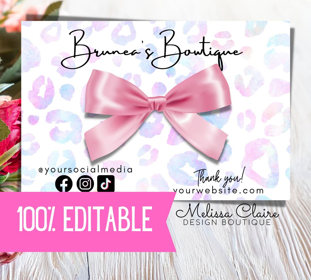 Editable Bow Card Template, Headband Display Card Template ...