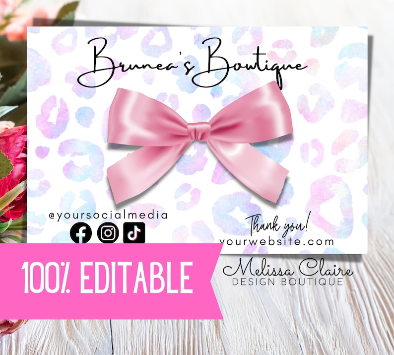 Editable Bow Card Template, Headband Display Card Template ...