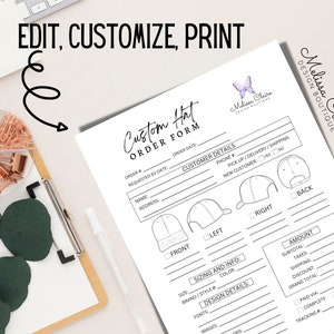 Editable Hat Order Form Template Canva Forms Custom Hat - Etsy