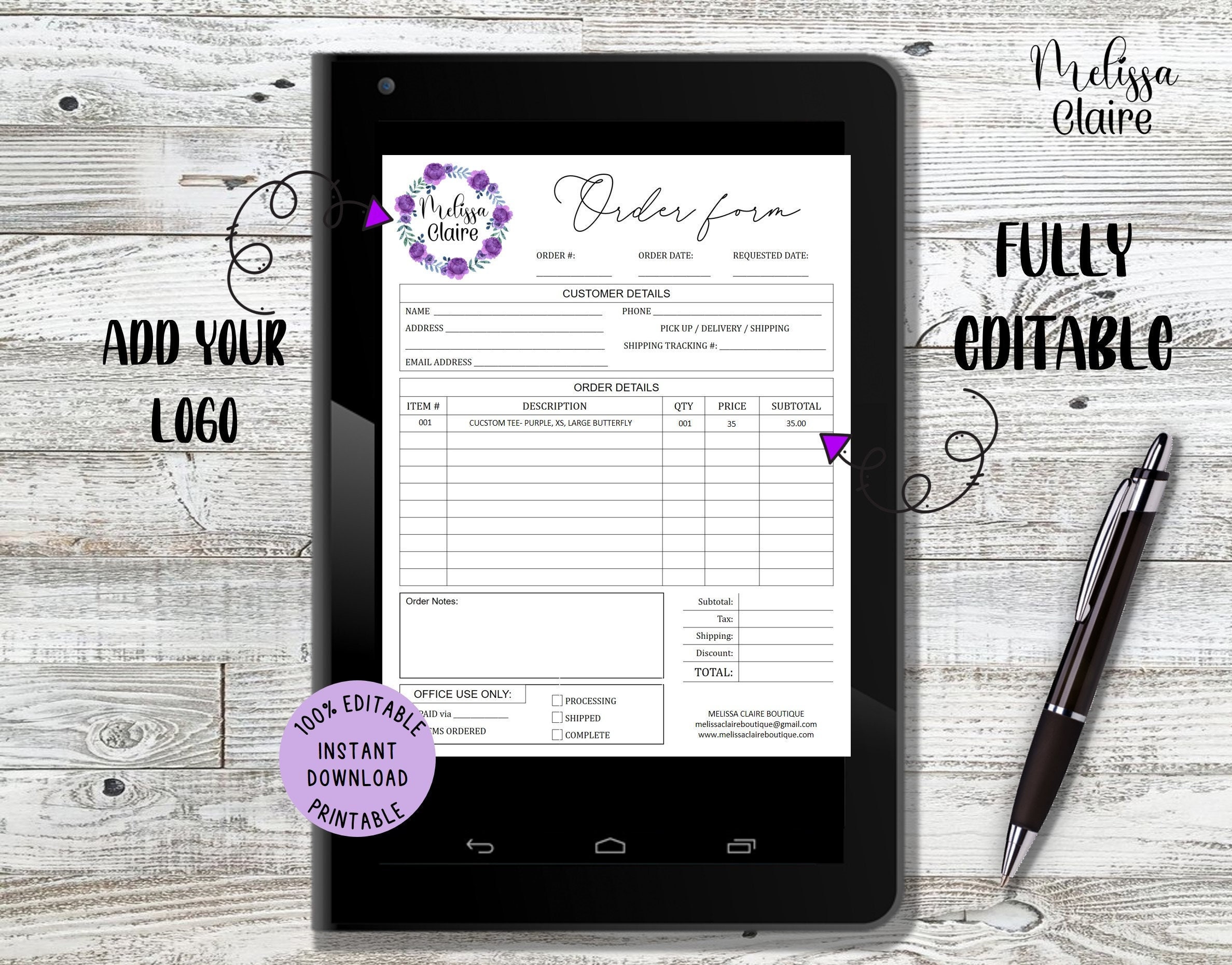 Editable Generic Order Form Template Custom Order Form Order - Etsy