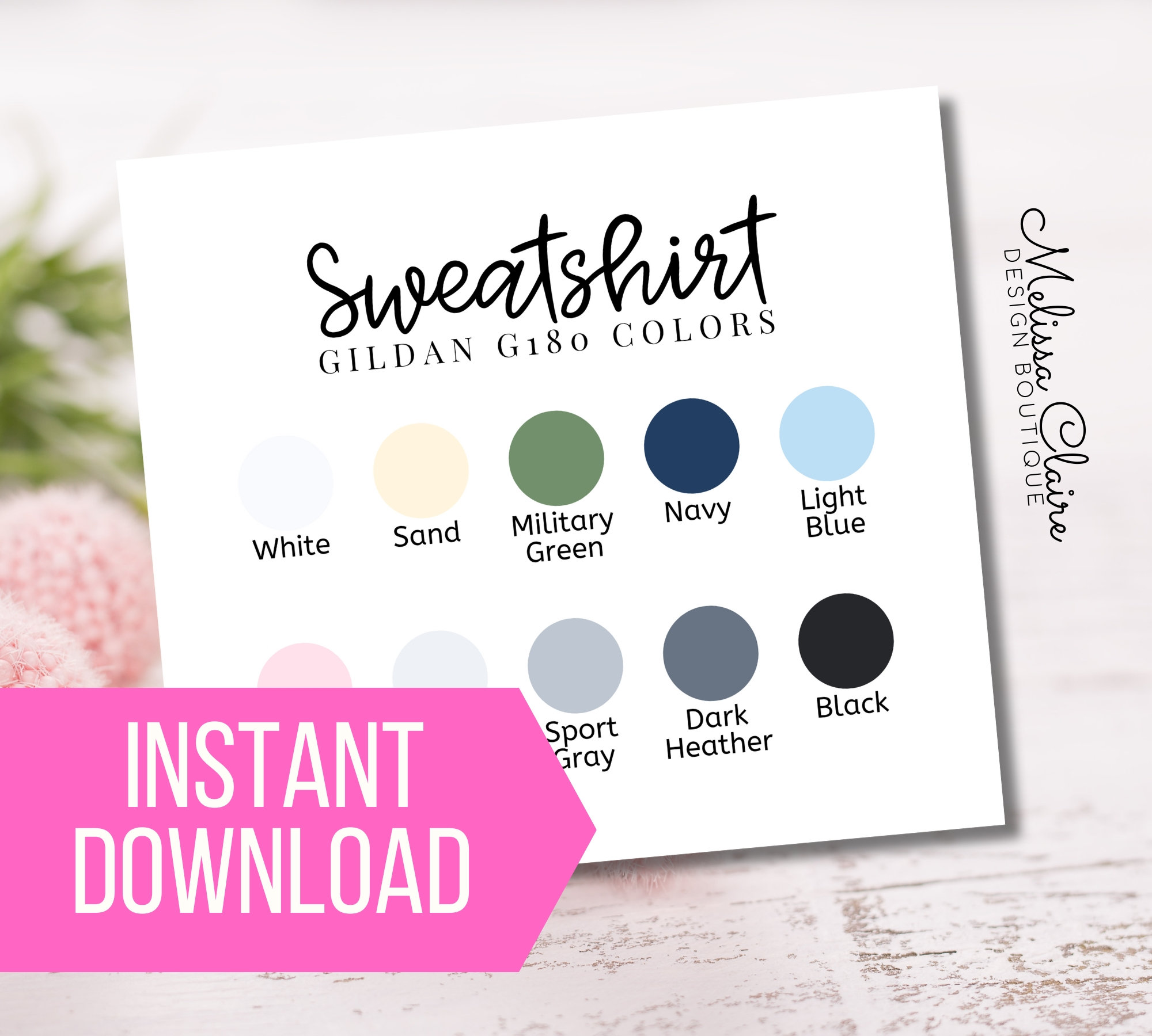 Sweatshirt Color Chart, Gildan G180 Color Chart, Unisex Fleece Crew ...