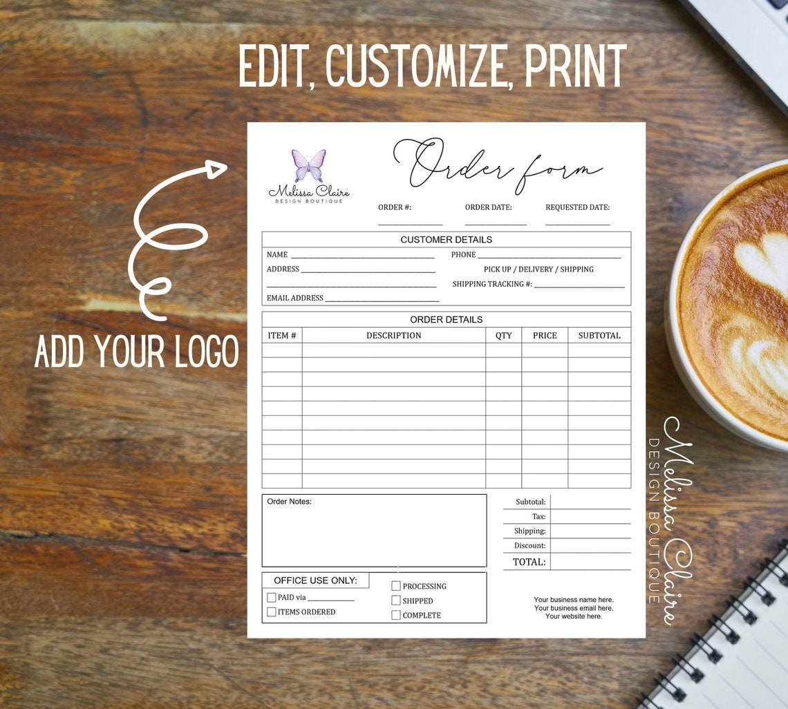 Editable Generic Order Form Template Custom Order Form Order - Etsy