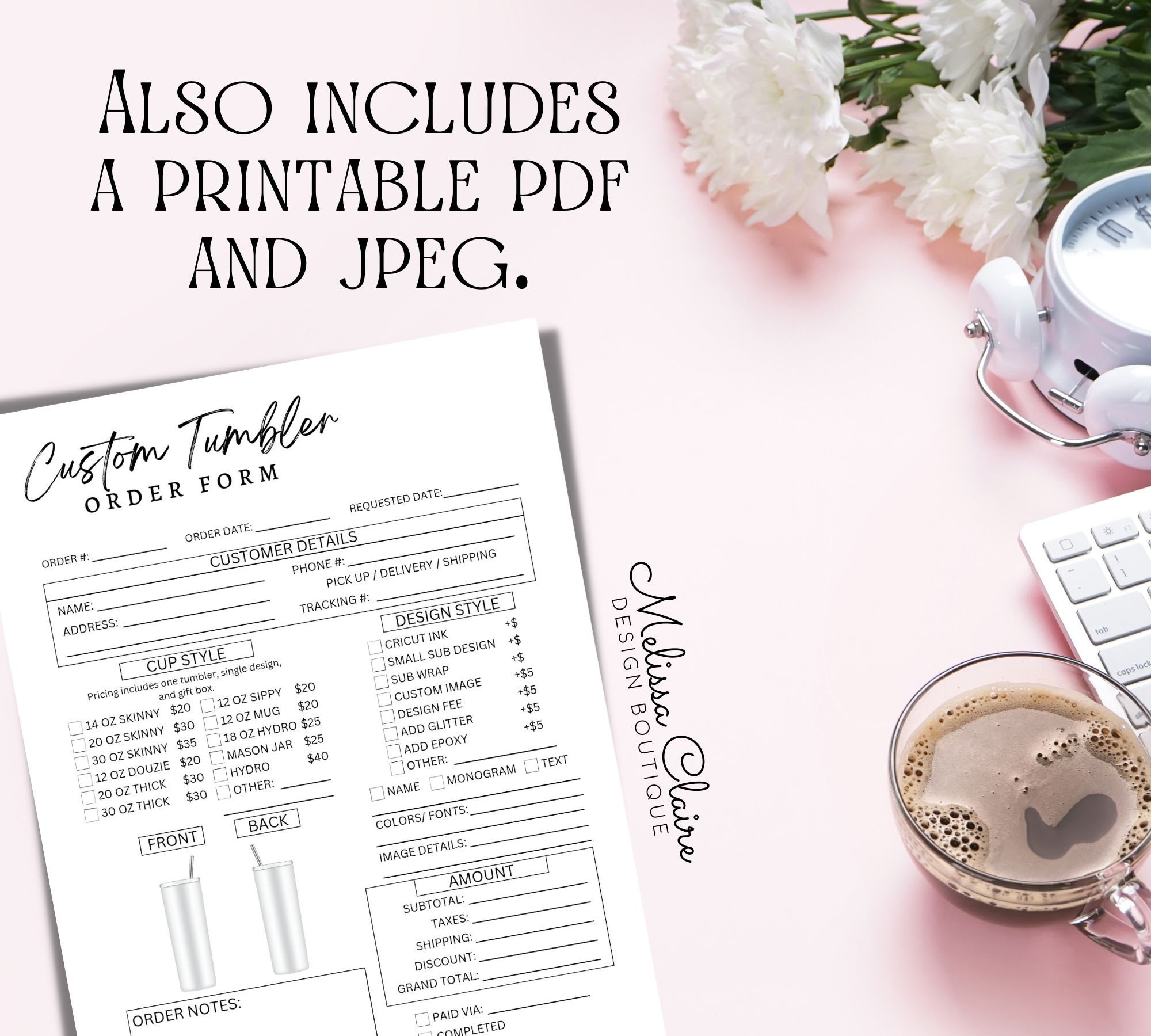 Editable Sublimation Tumbler Order Form Template, Canva Forms, Custom ...