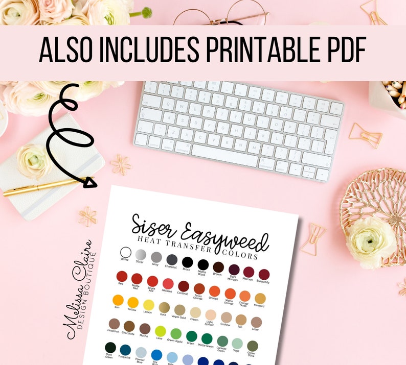 Vinyl Color Chart, Siser HTV Color Chart, Heat Transfer Color Chart, T ...