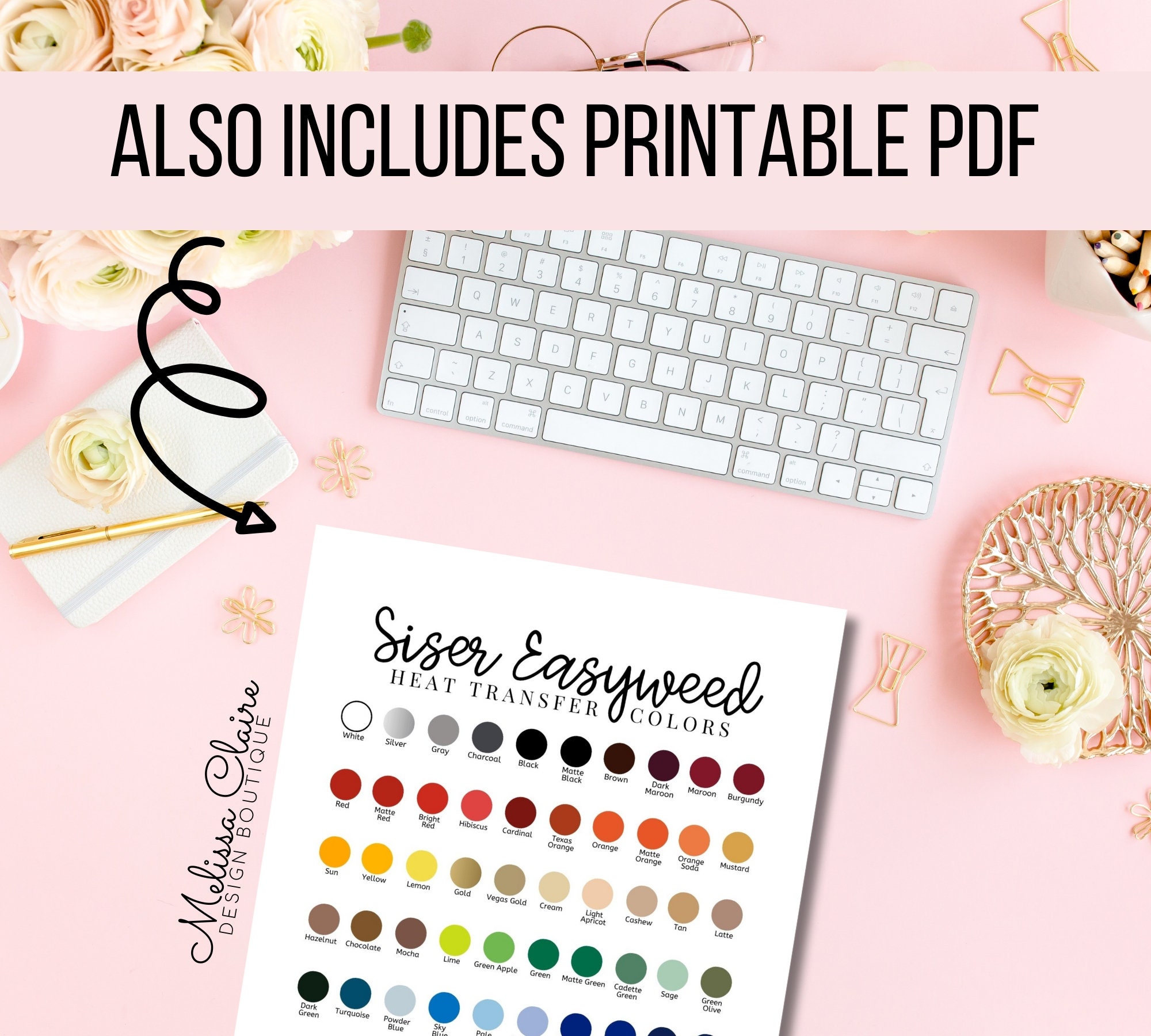 Vinyl Color Chart, Siser HTV Color Chart, Heat Transfer Color Chart, T ...