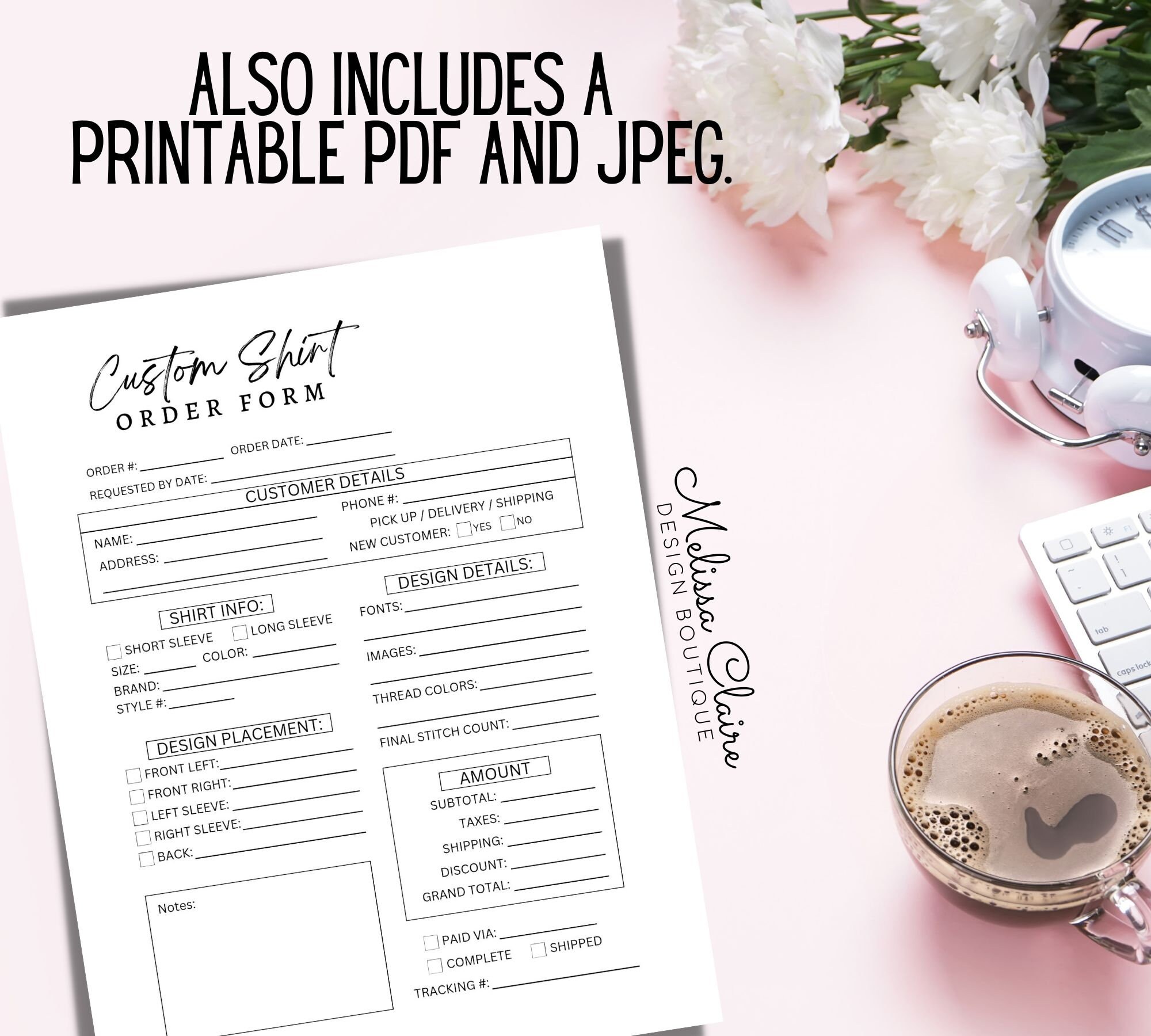 Editable Embroidery Shirt Order Form Template Canva Forms - Etsy