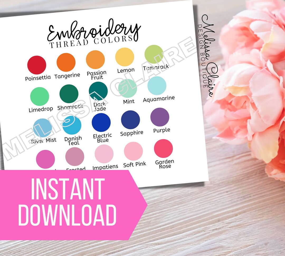 Embroidery Thread Color Chart, Isacord Color Chart, Isacord 20 Color ...