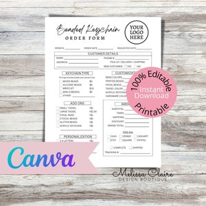 Editable Keychain Order Form Template, Canva Forms, Custom Beaded ...