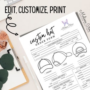 Editable Hat Order Form Template Canva Forms Custom Hat - Etsy