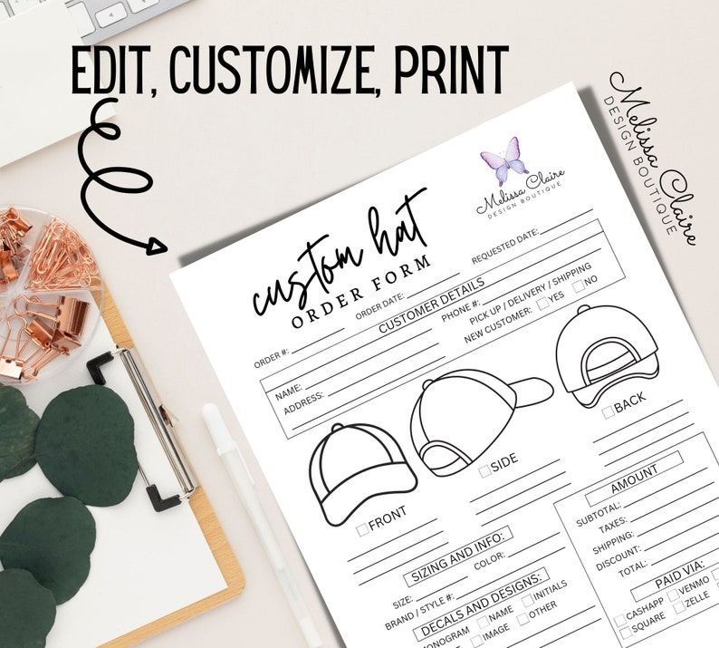 Editable Hat Order Form Template Canva Forms Custom Hat - Etsy