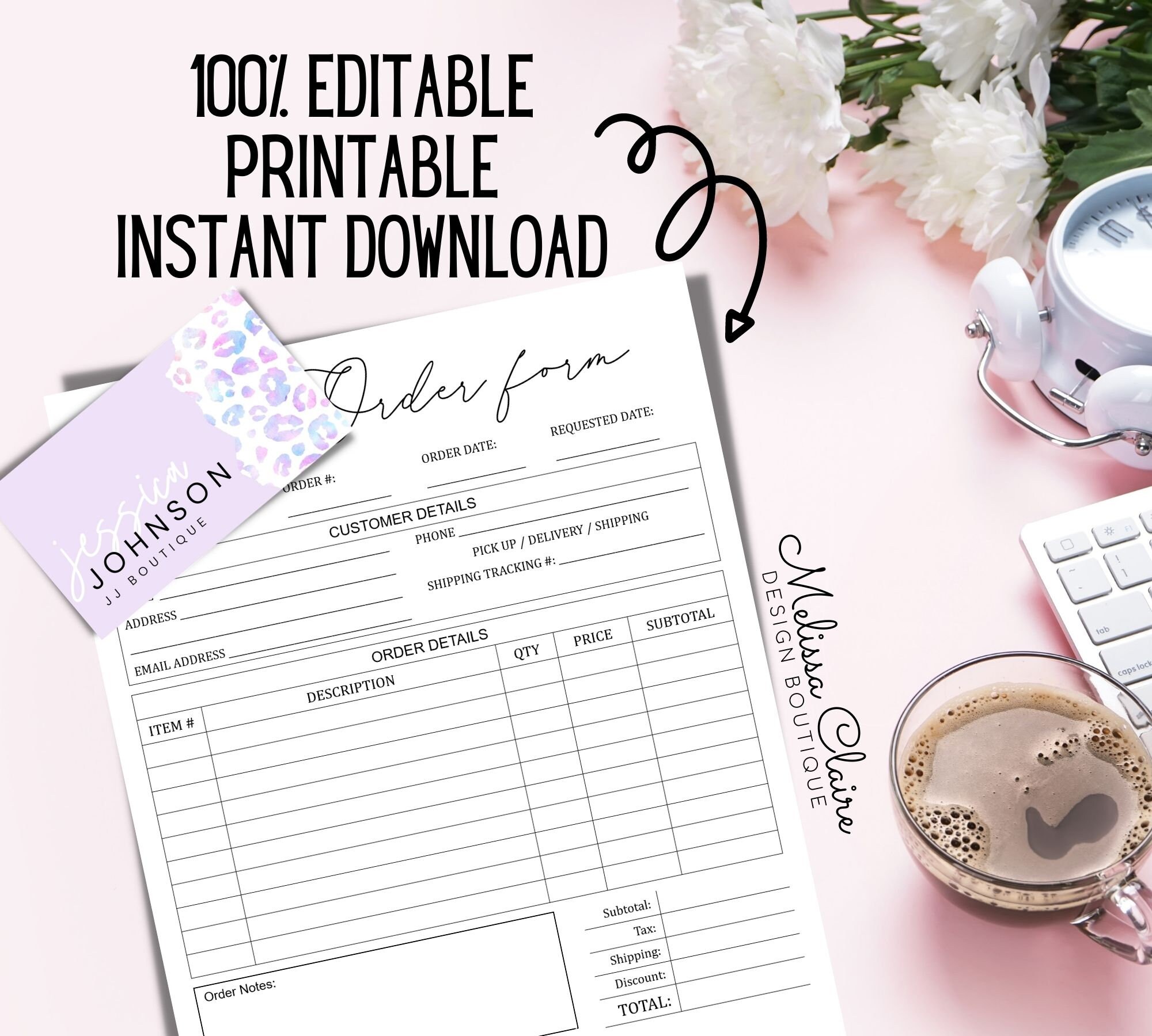 Editable Generic Order Form Template, Custom Order Form, Order Ready ...