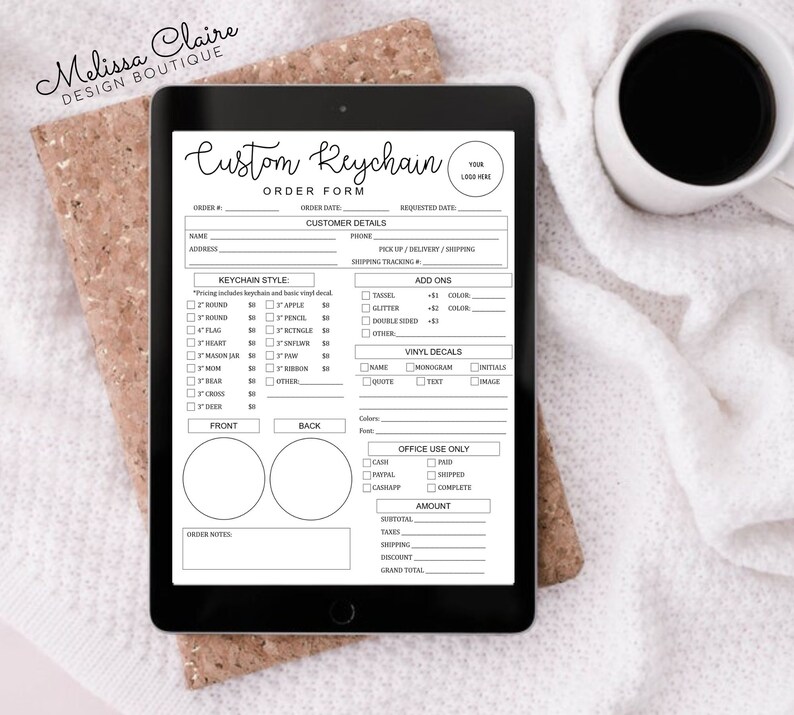 Editable Keychain Order Form Template, Custom Keychain Form, Order ...