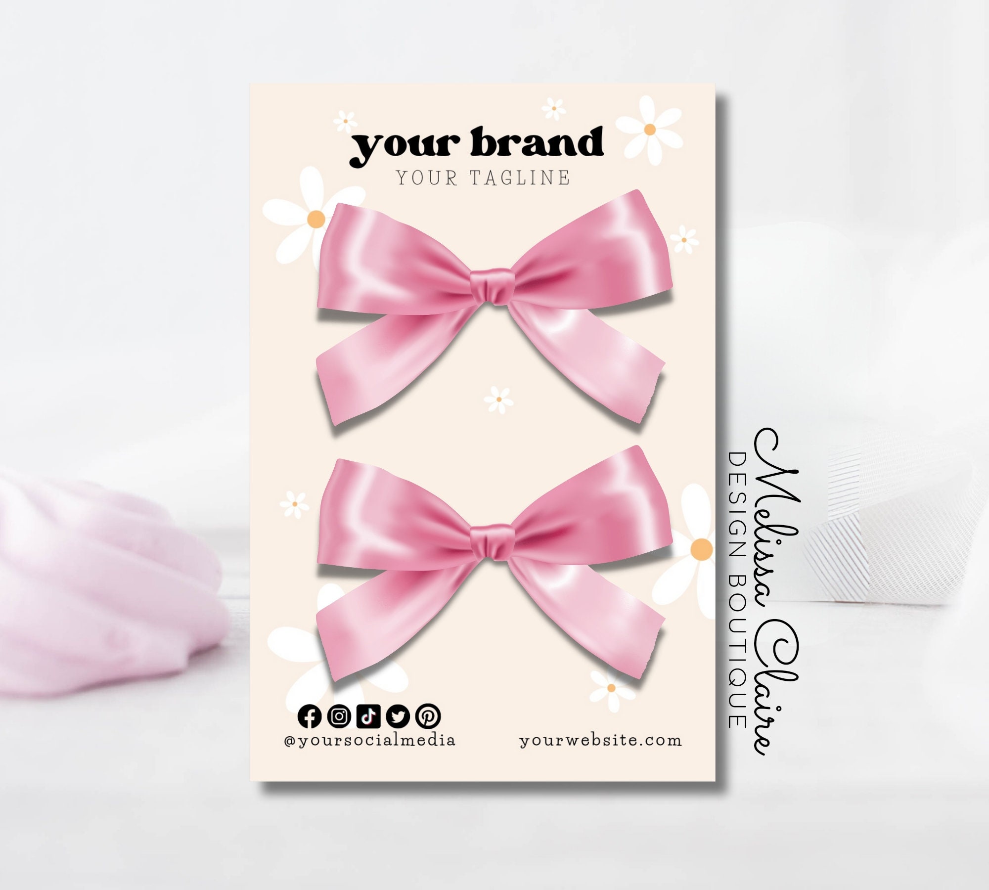 Bow Card Editable Bow Card Template Headband Display Card Template ...