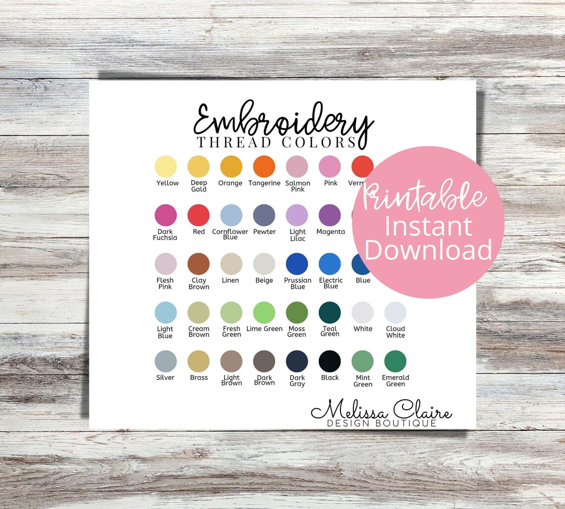Embroidery Thread Color Chart Brothread Color Chart Brother - Etsy
