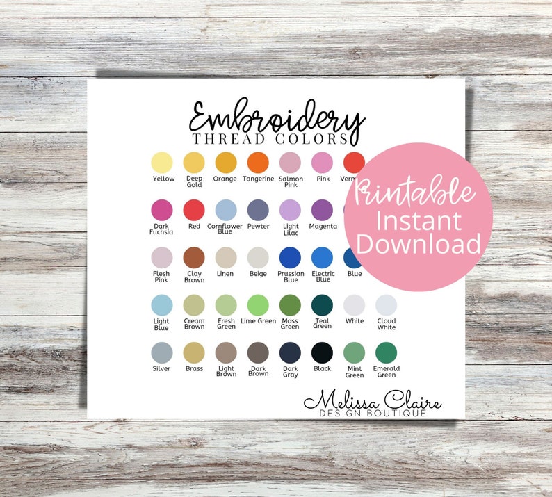 Embroidery Thread Color Chart Brothread Color Chart Brother - Etsy