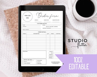 Editable Embroidery Order Form Template, Custom Embroidery Form, Order ...