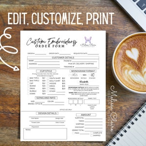Editable Embroidery Order Form Template Canva Forms Custom - Etsy