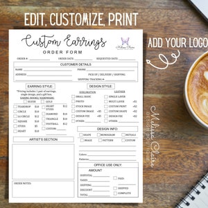 Form Editable Invoice Custom Sublimation Earrings Order Form Template ...