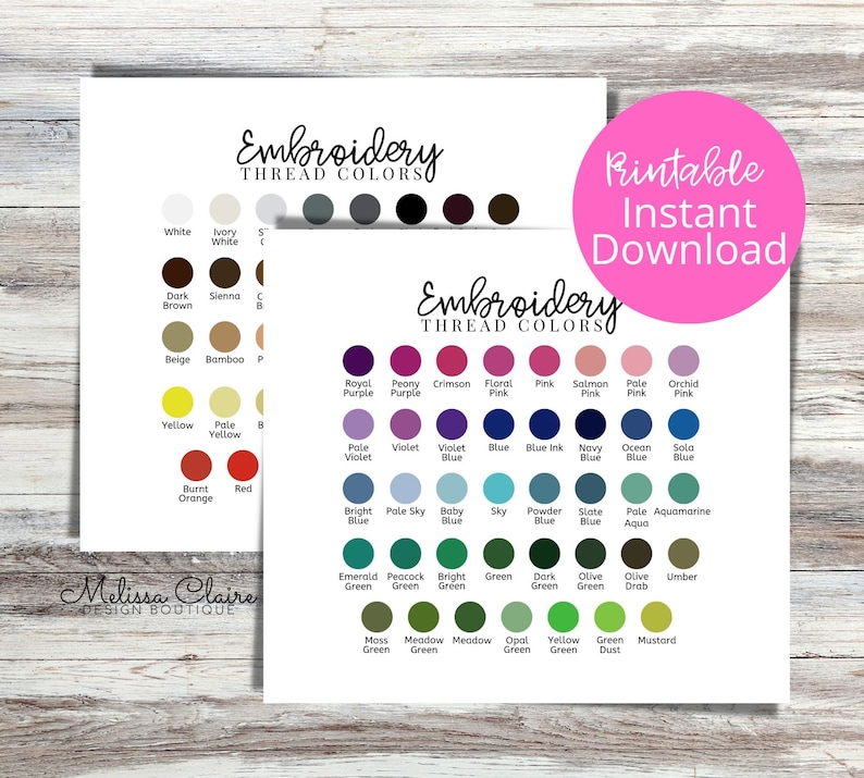 Embroidery Thread Color Chart Brothread Color Chart - Etsy