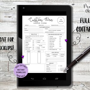 Editable Pen Order Form Template Custom Pen Form Order Ready - Etsy