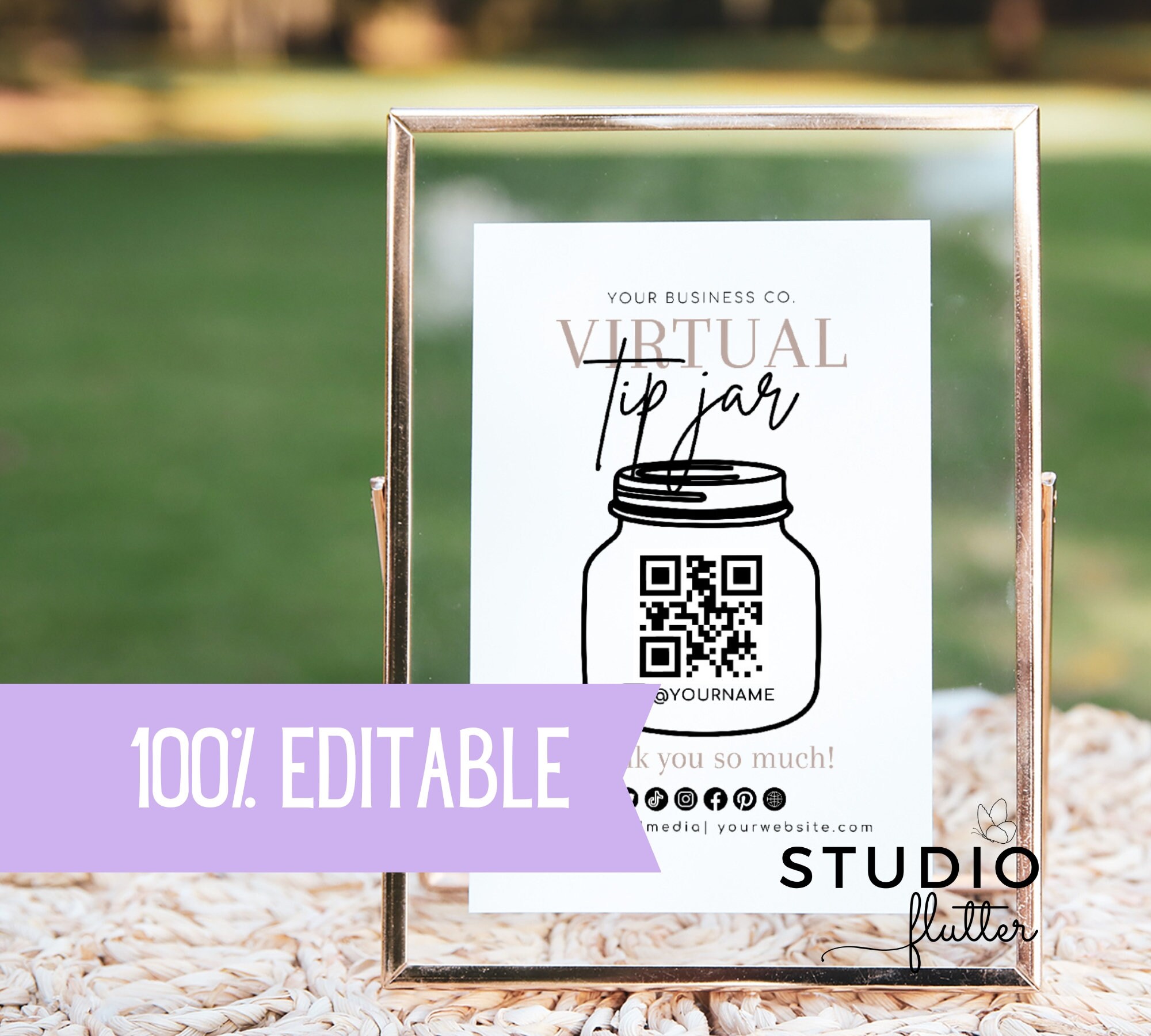 Sign Payment Printable Tip Virtual Jar Venmo Payment Sign QR Code Sign ...