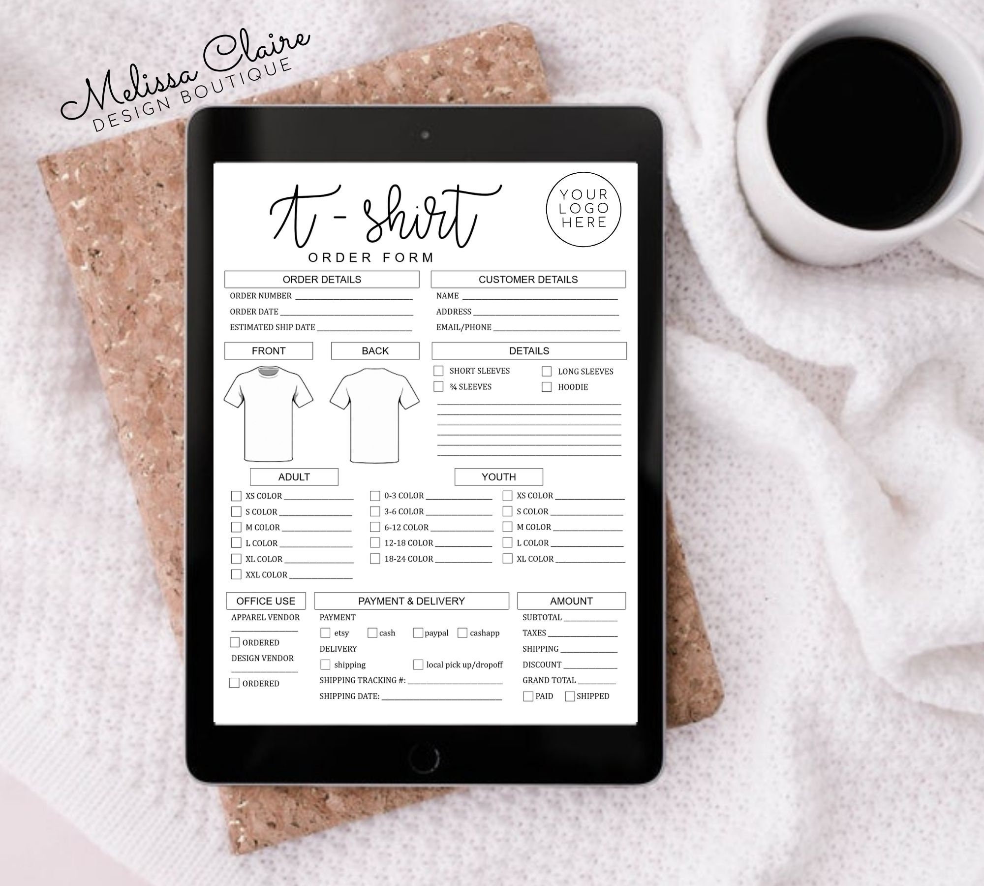 Editable Sublimation Shirt Order Form Template Custom Tee - Etsy