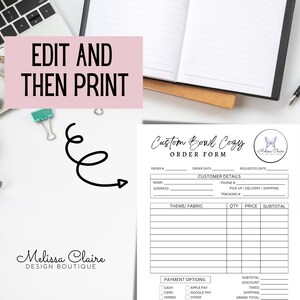 Form Order Editable Bowl Cozy Order Form Template Canva Forms Custom ...