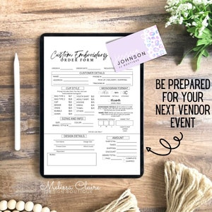 Editable Embroidery Order Form Template Canva Forms Custom - Etsy
