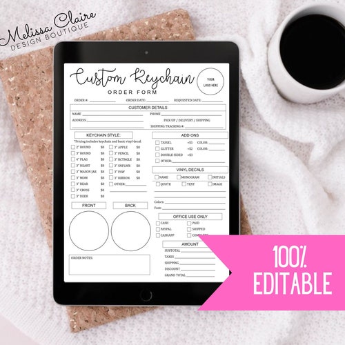 Editable Keychain Order Form Template Custom Keychain Form - Etsy