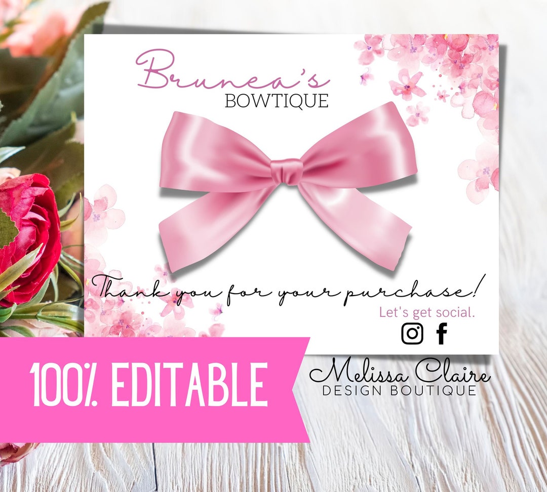 Card Bow Editable Bow Card Template Headband Display Card Template ...