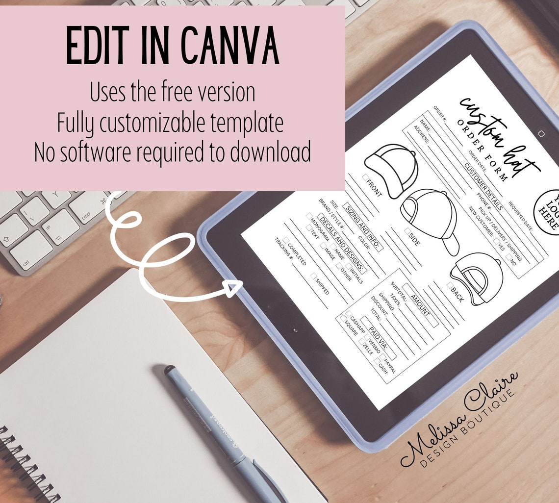 Editable Hat Order Form Template Canva Forms Custom Hat - Etsy