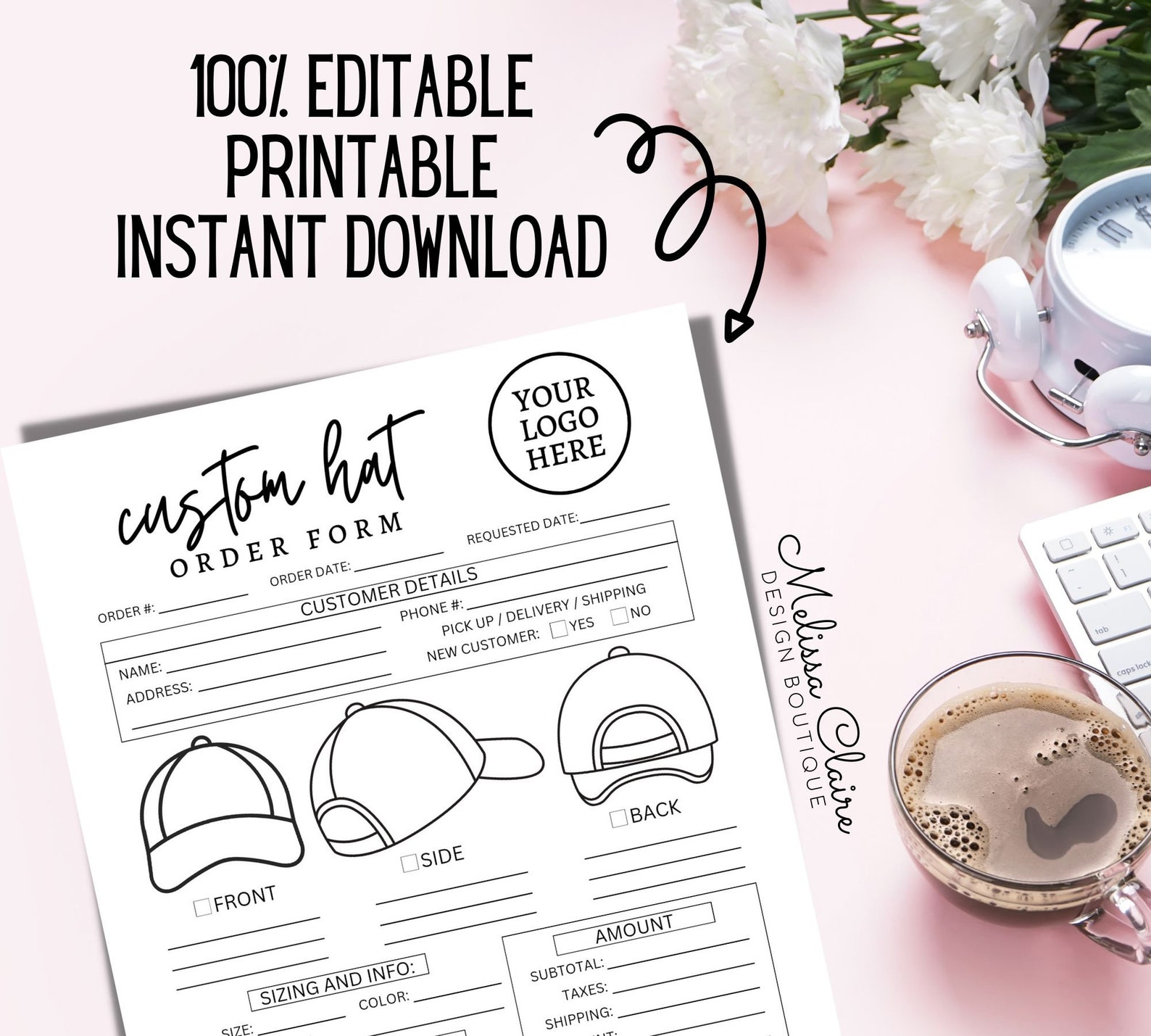 Editable Hat Order Form Template Canva Forms Custom Hat - Etsy